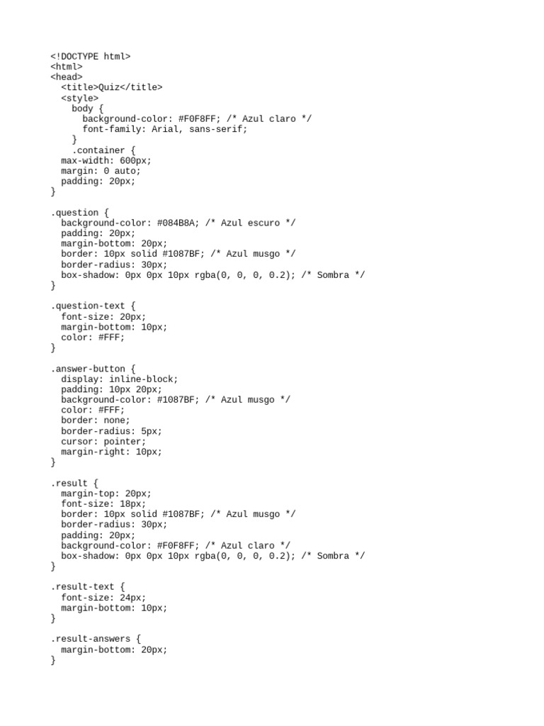 HTML Quiz Certo Errado | PDF