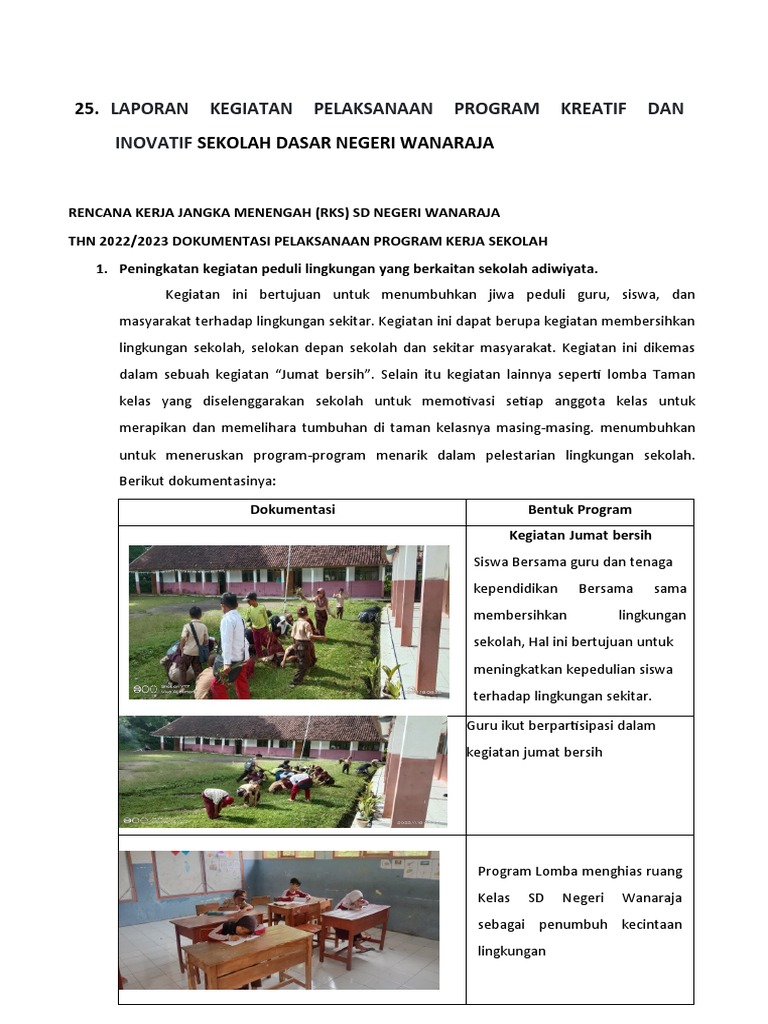 Laporan Kegiatan Pelaksanaan Program Kreatif Dan Inovatif | PDF