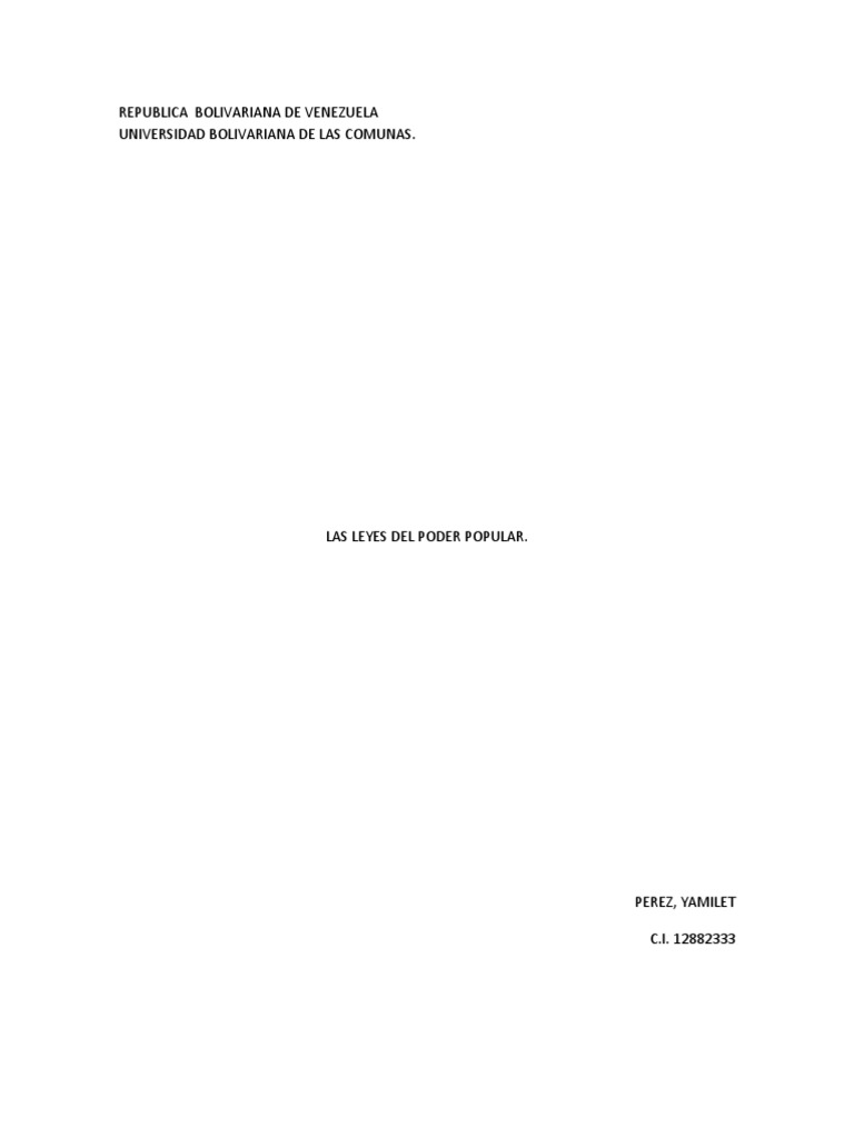 Leyes del Poder Popular en Venezuela | PDF | Venezuela | Estado (política)