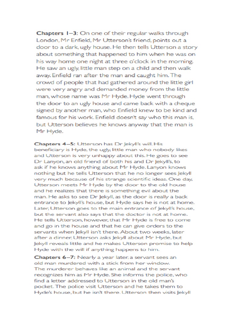 DR Jekyll and MR Hyde Summary | PDF