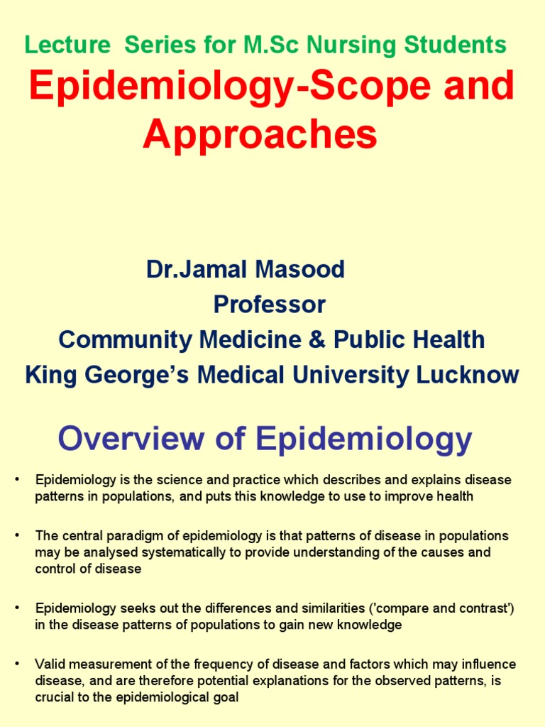 Epidemiology-Scope & Approaches | PDF