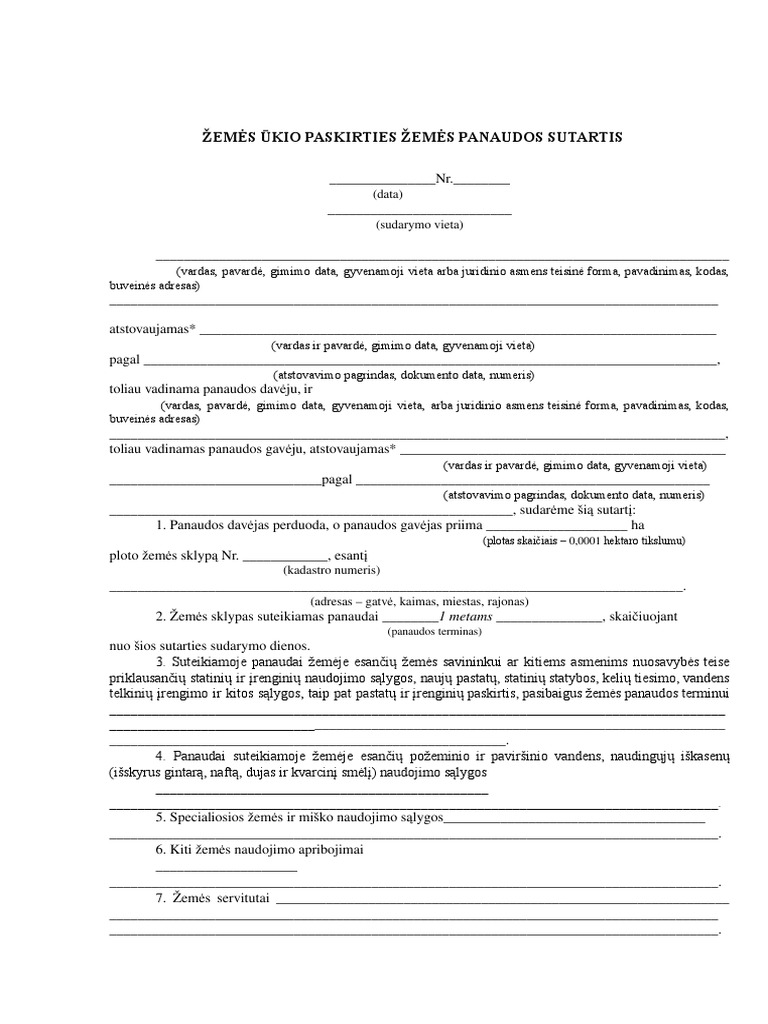 Žemės Panaudos Sutartis (2) (4) .Docx-2 | PDF