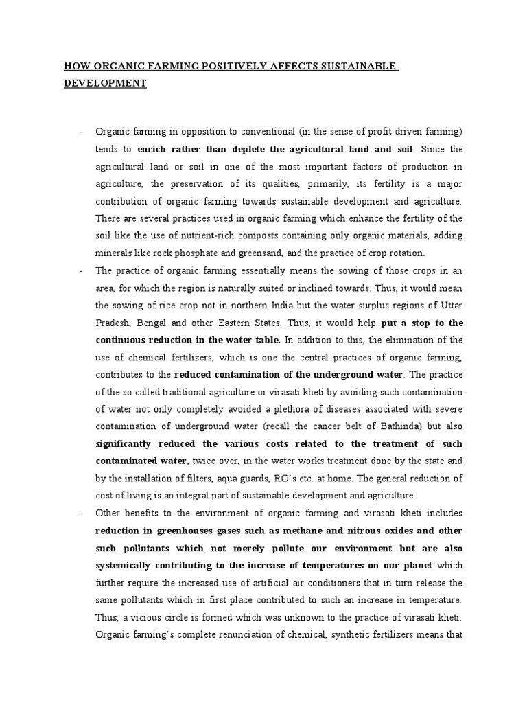 How Organic Farming Positively Affects Sustainable Agriculture | PDF