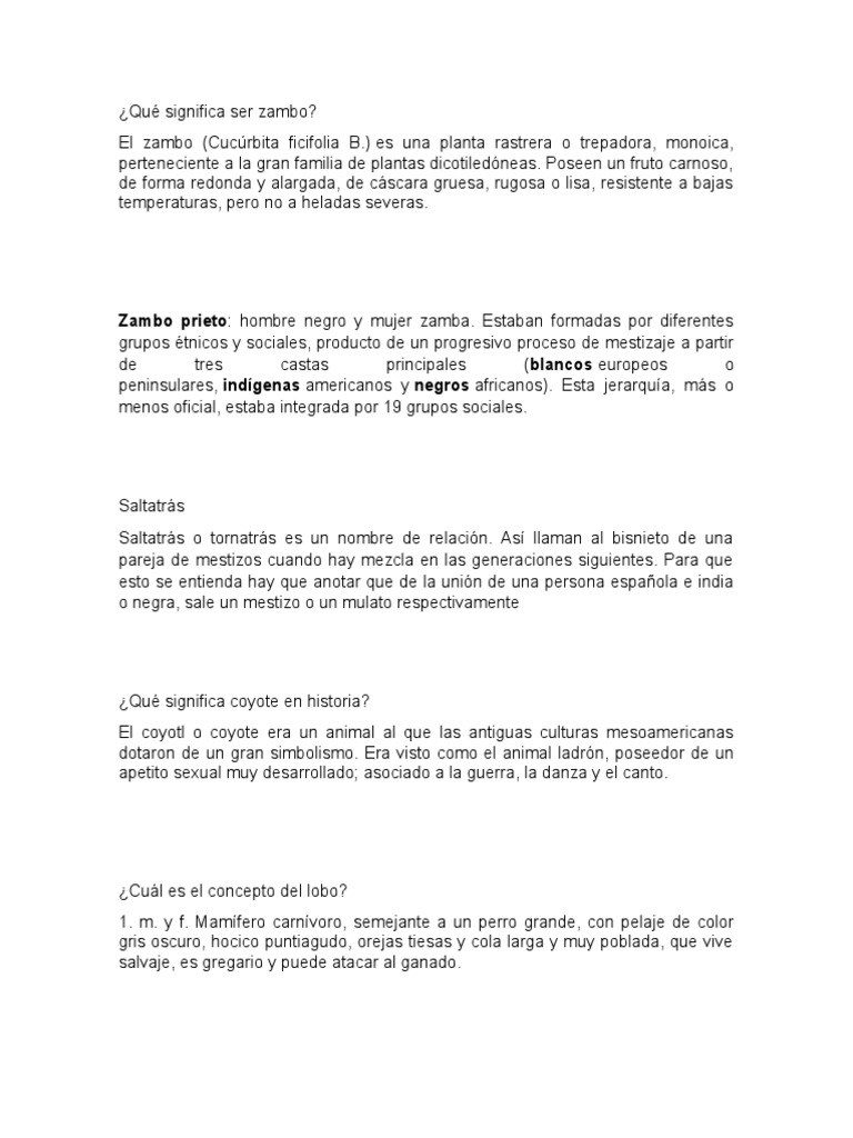 Qué Significa Ser Zambo | PDF