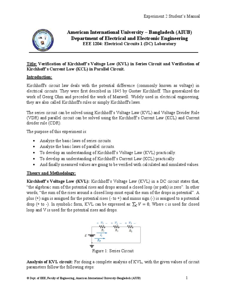 DC Lab - Exp - 2 - Student - Manual (Spring 22-23) | PDF | Series And Parallel Circuits ...