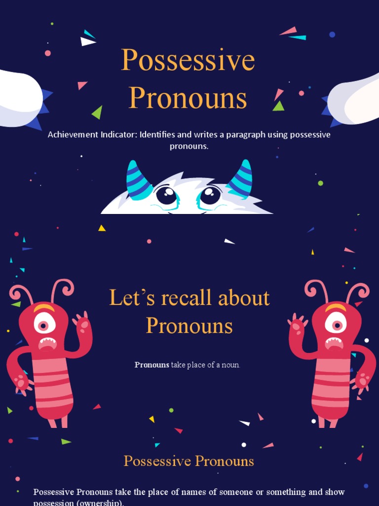 Possessive Pronouns - Class 1 | PDF