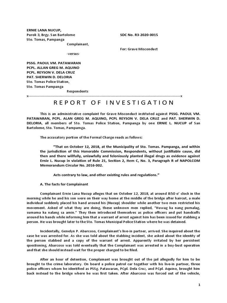 Report of Investigation | PDF