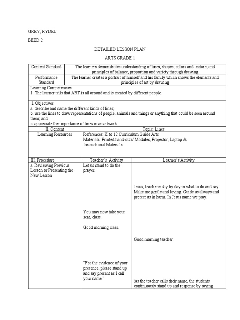 Detailed Lesson Plan | PDF