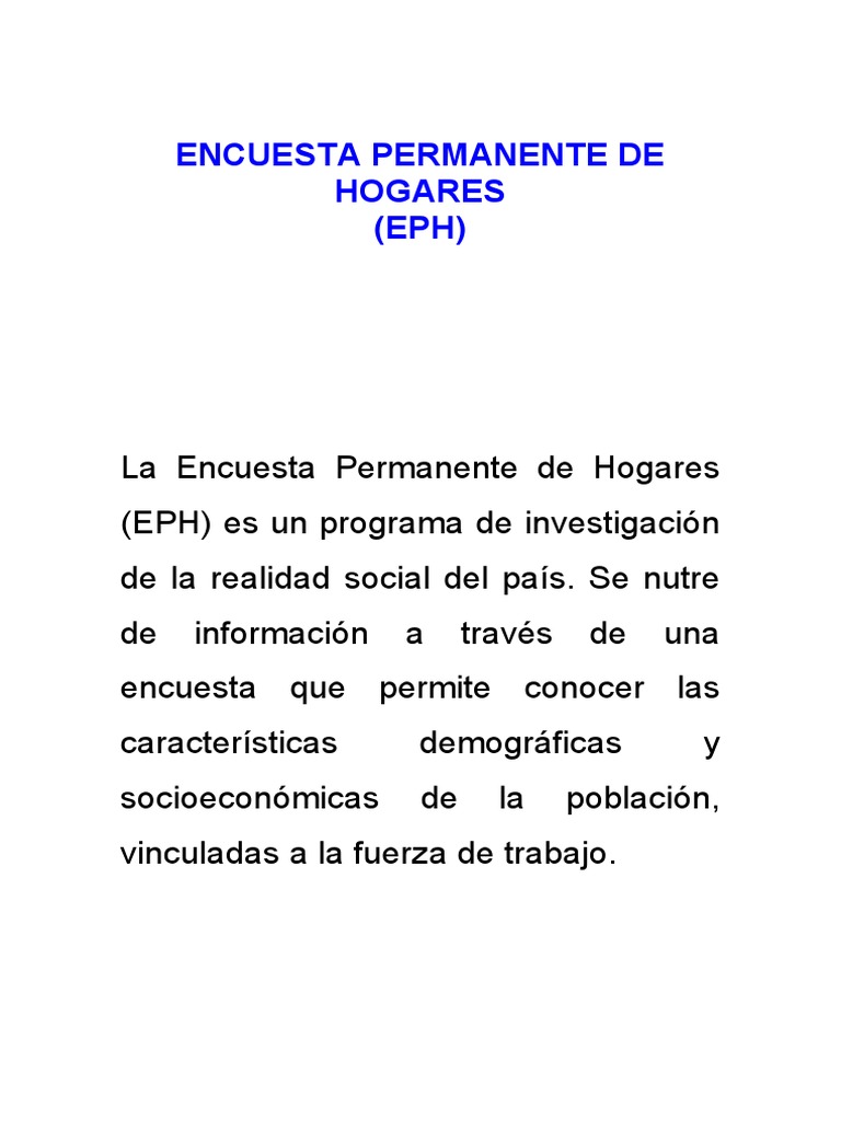 Encuesta Permanente de Hogares (EPH) | PDF | Economias