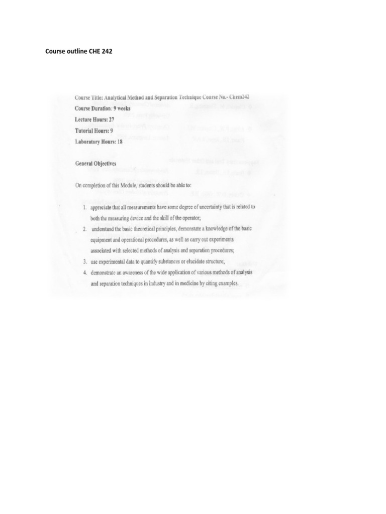 Course Outline CHE 242 | PDF