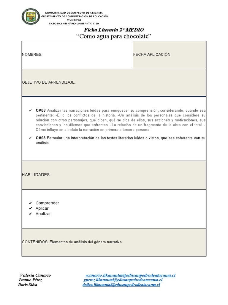 Ficha Literaria 2 | PDF | Narración