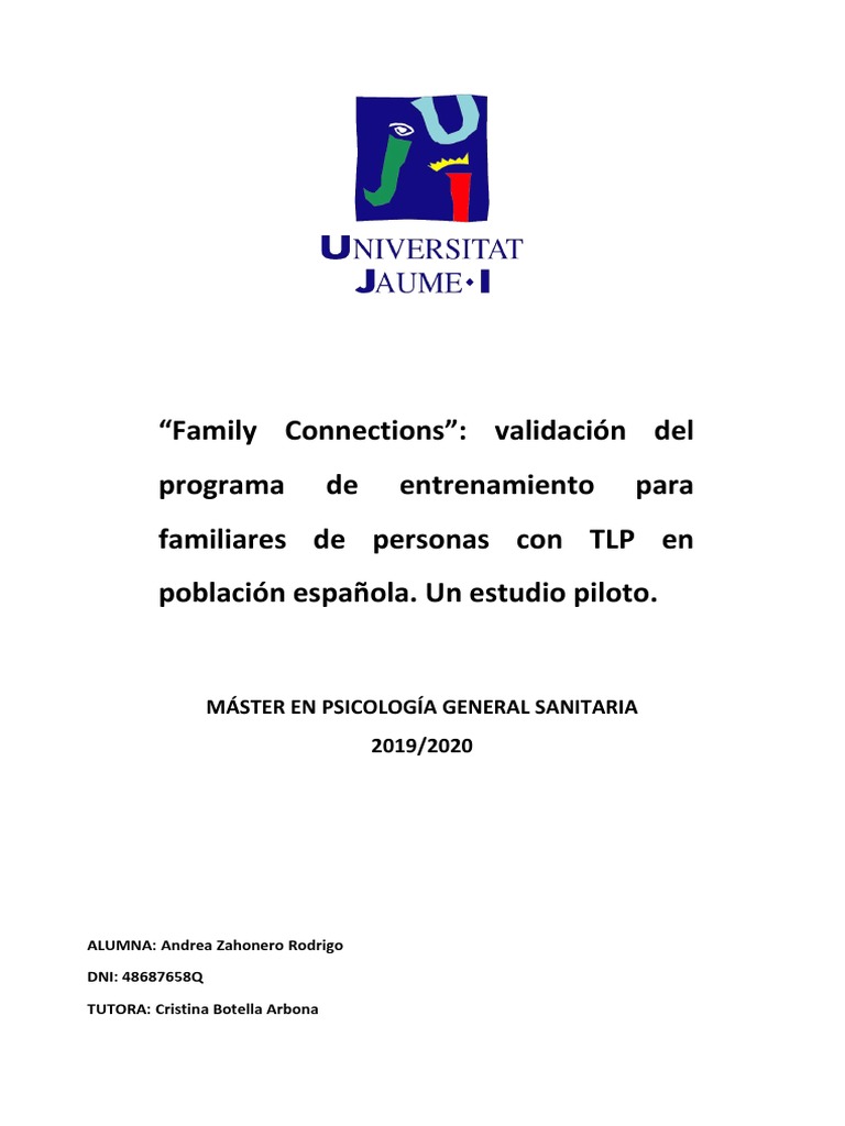 Family Connections - Validación Del Programa de Entrenamiento para Familiares de Personas Con ...