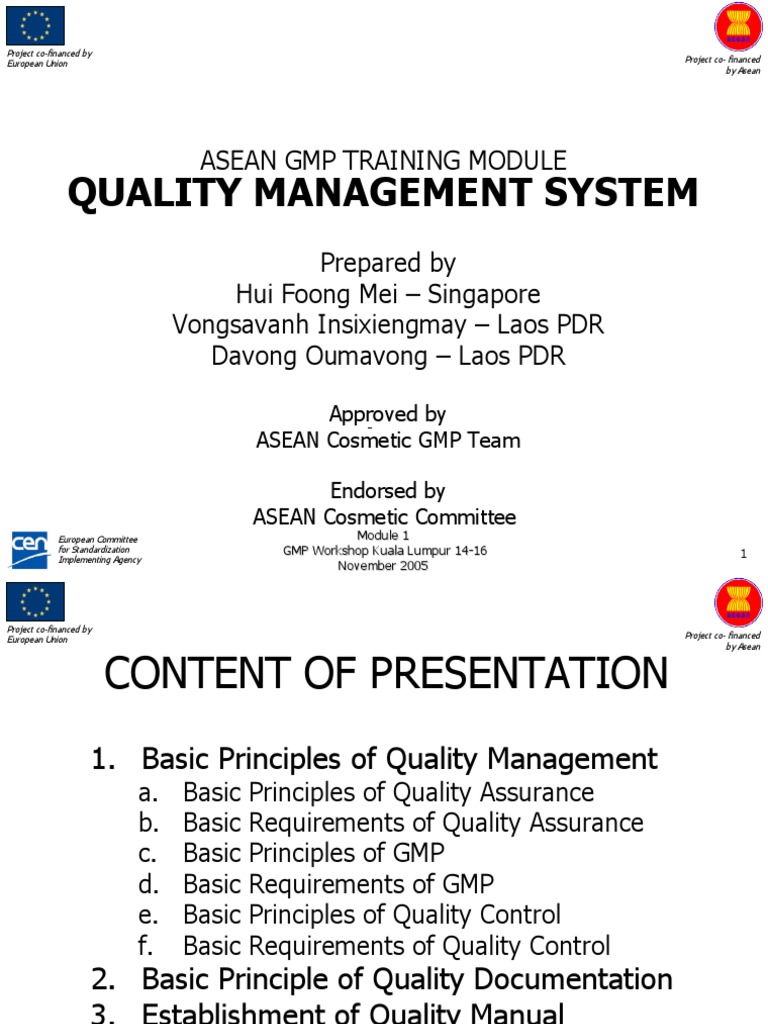 GMP Quality Manual Module | PDF