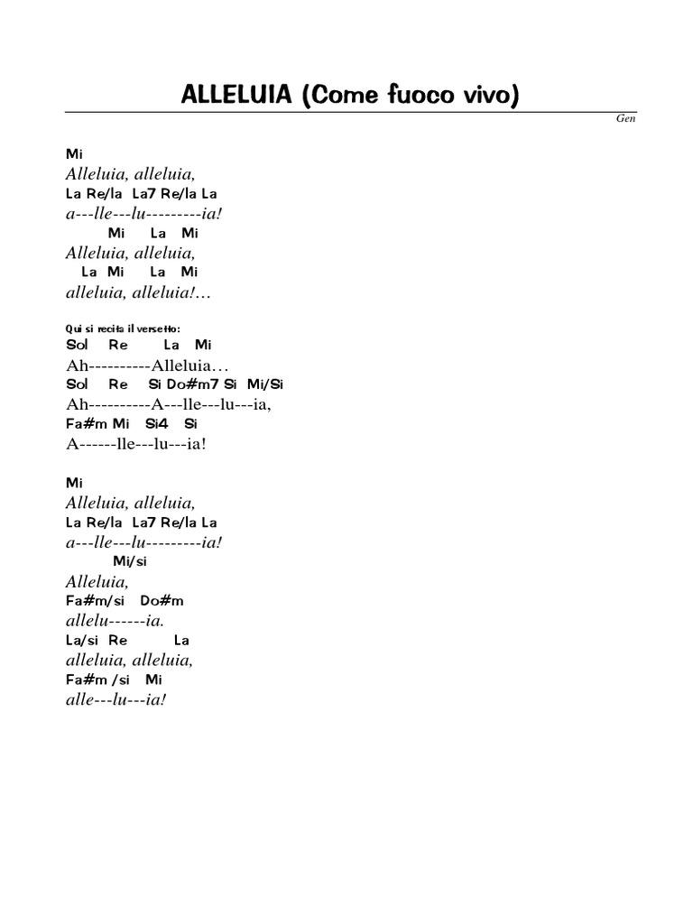 Alleluia - LP Come Fuoco Vivo ACCORDI | PDF