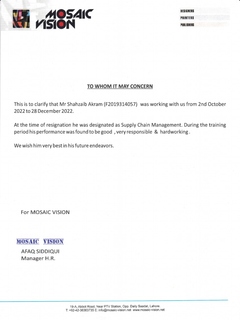 Internship Letter Head | PDF