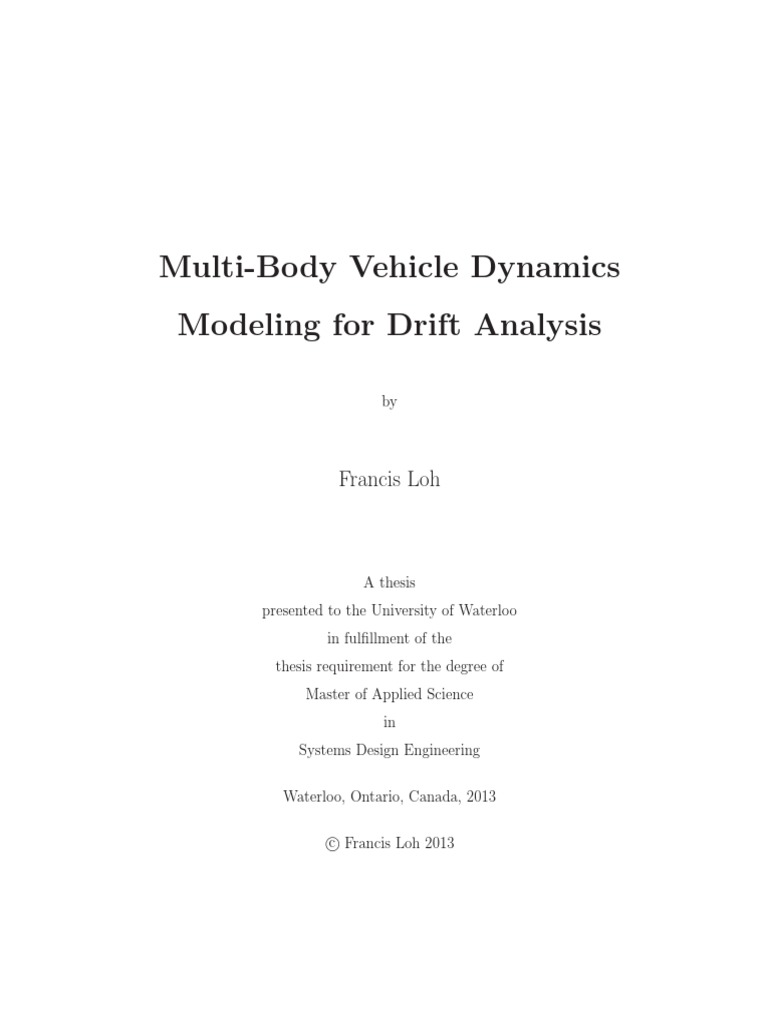Multi-Body Vehicle Dynamics Modeling For Drift Analysis | PDF