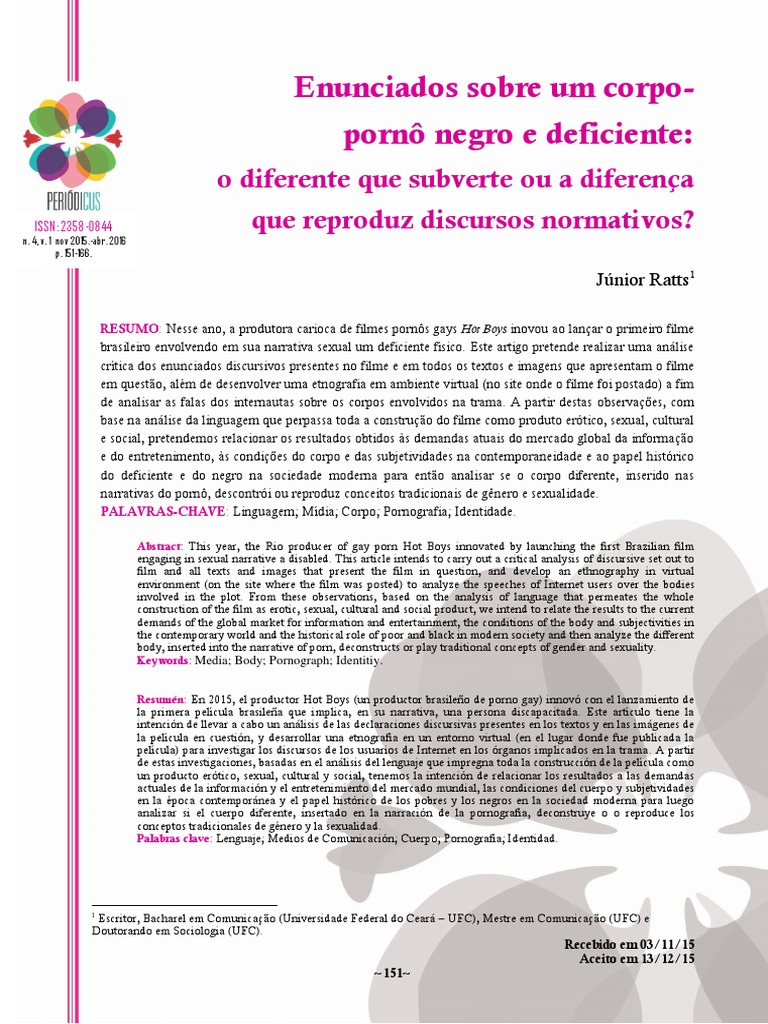 Enunciados Sobre Um Corpo-pornô Negro e Deficiente - o Diferente Que ...