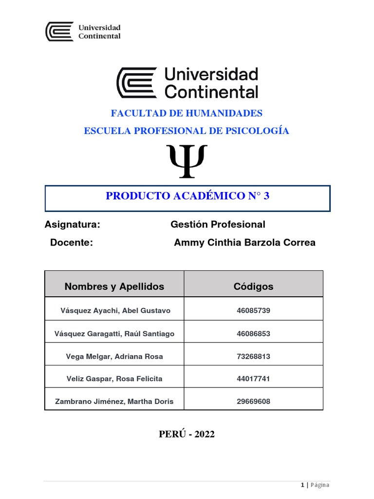 Producto Academico N3 Gestion Profesional | PDF