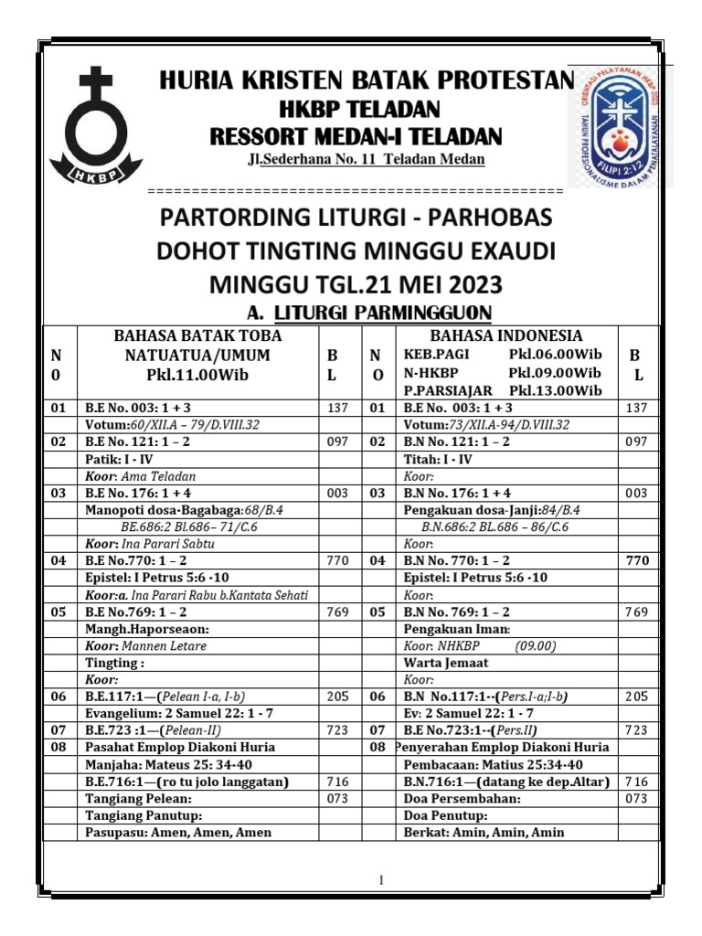Tingting Minggu Exaudi, 21 Mei 2023 | PDF
