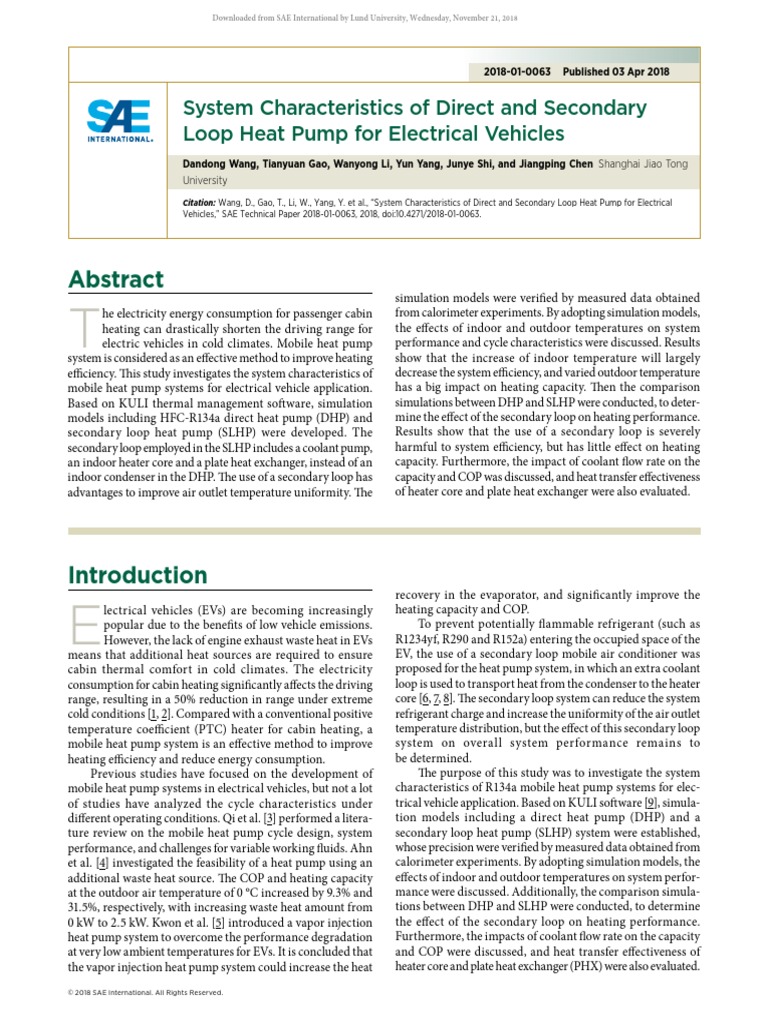 System Characteristics of Direct and Secondary Loop Heat Pump For ...