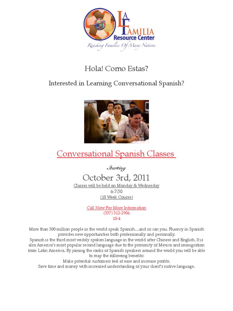 Conversational Spanish Classes Start Oct 3 | PDF