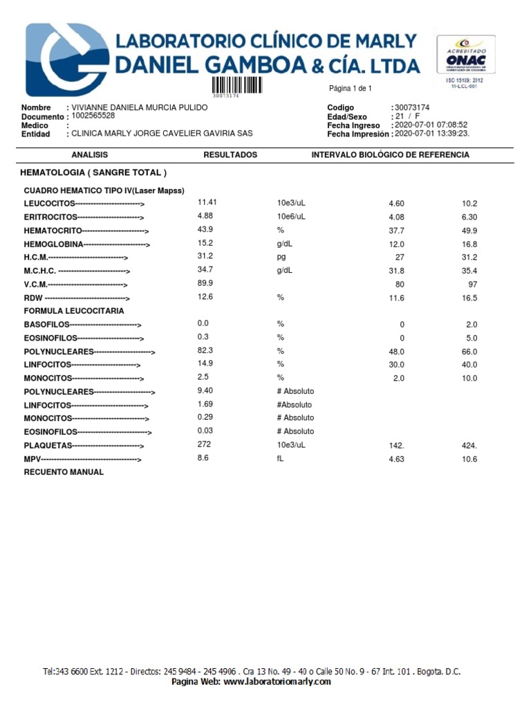 Hematologia (Sangre Total) : Página 1 de 1 | Descargar gratis PDF ...