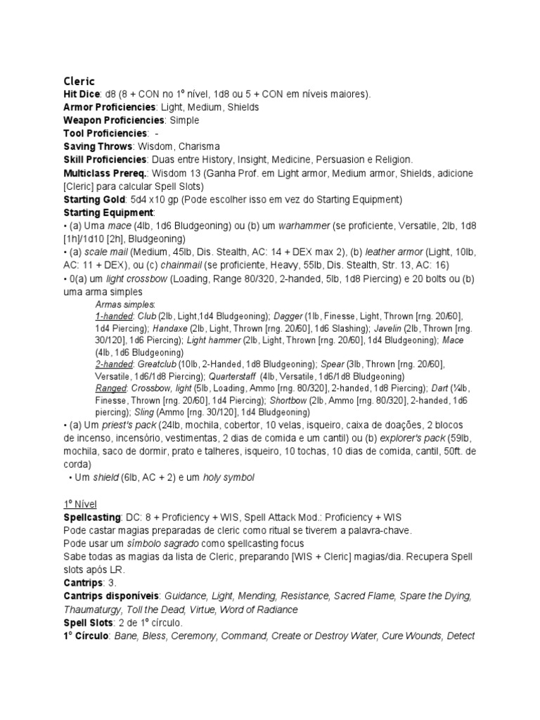 Classe - Cleric | PDF