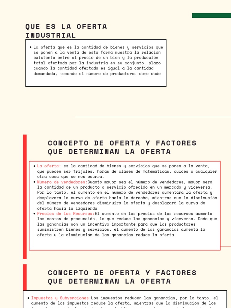 Concepto y Factores de la Oferta Industrial | PDF | Oferta (economía ...