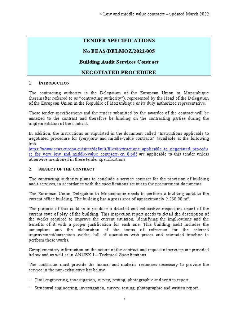 Tender Doc Building Audit - Specifications - v6 | PDF Tender Doc Building Audit - Specifications - v6 | PDF