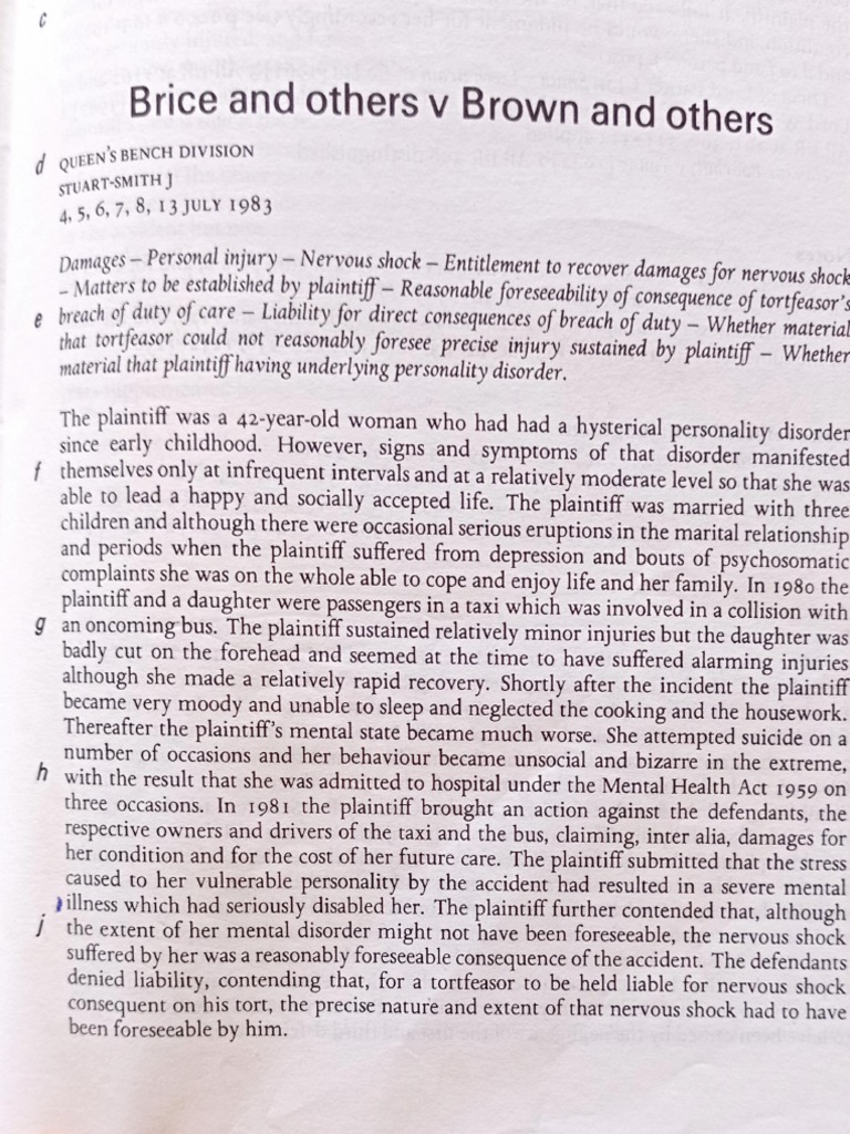 Brice & Ors v. Brown & Ors (1984) | PDF