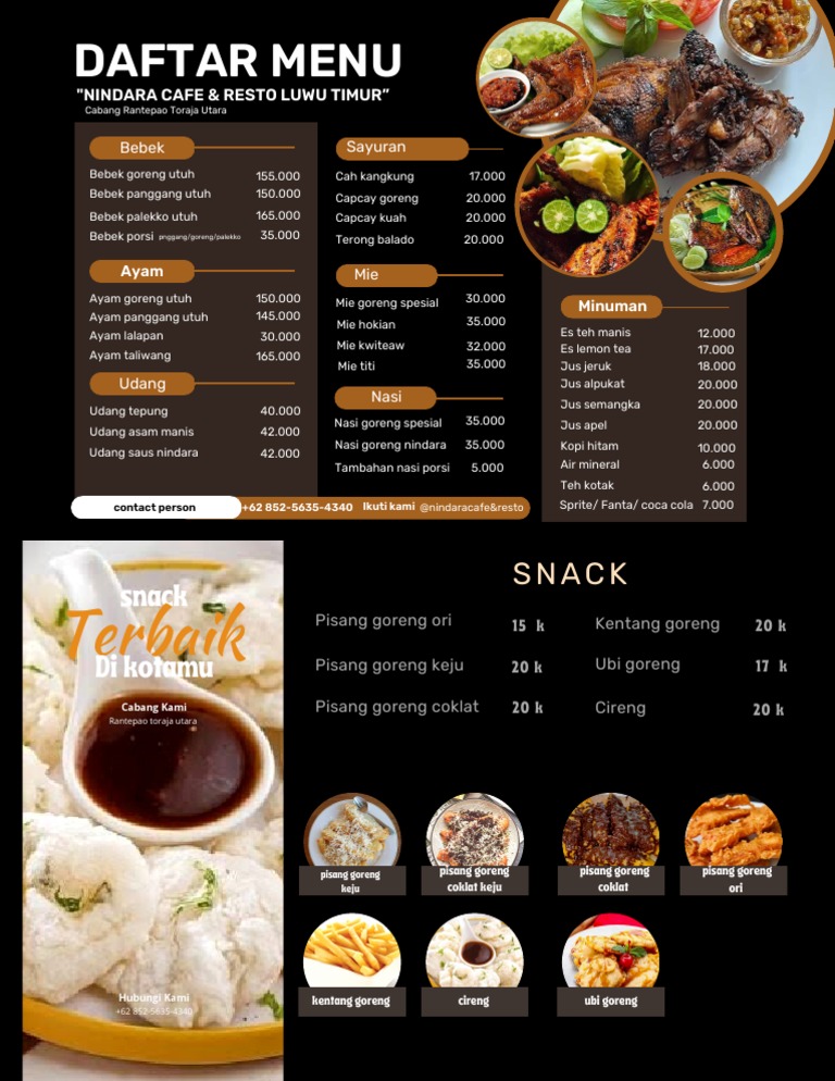 Daftar Menu: "Nindara Cafe & Resto Luwu Timur" | PDF