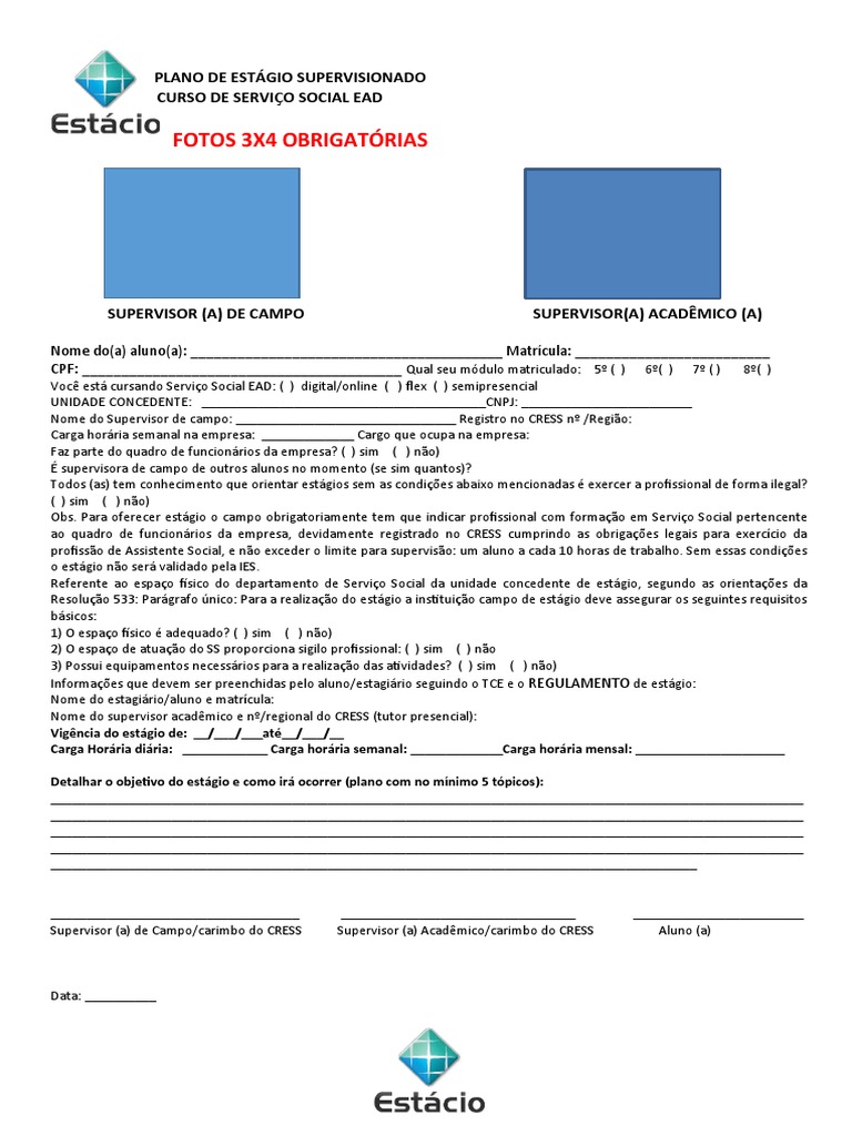Formularios Word Atualizado - Estagio | PDF | Trabalho social