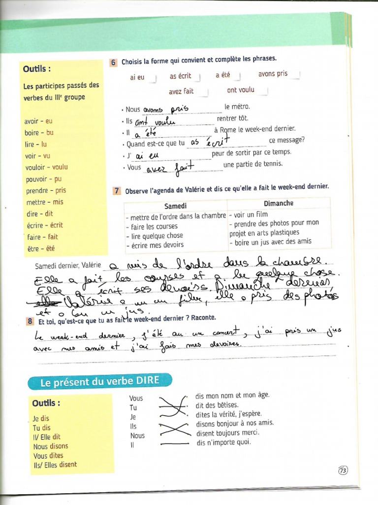Perfectul Compus Cu Avoir Pag 73 | PDF