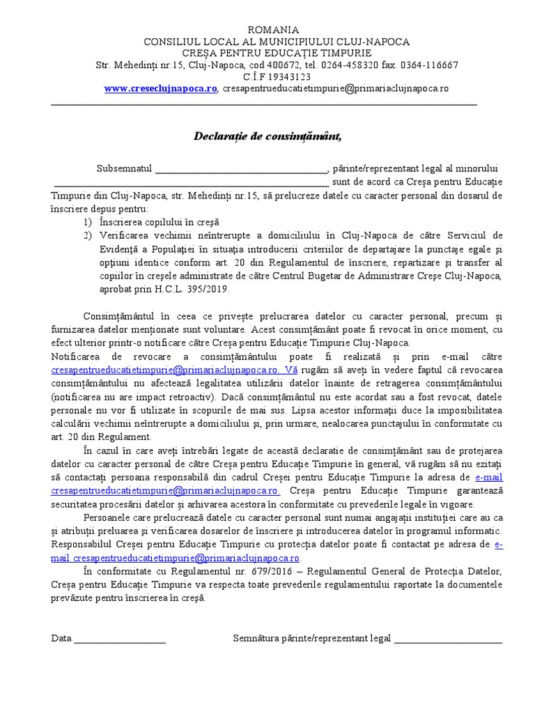 Declaratie de Consimtamant 2022 | PDF