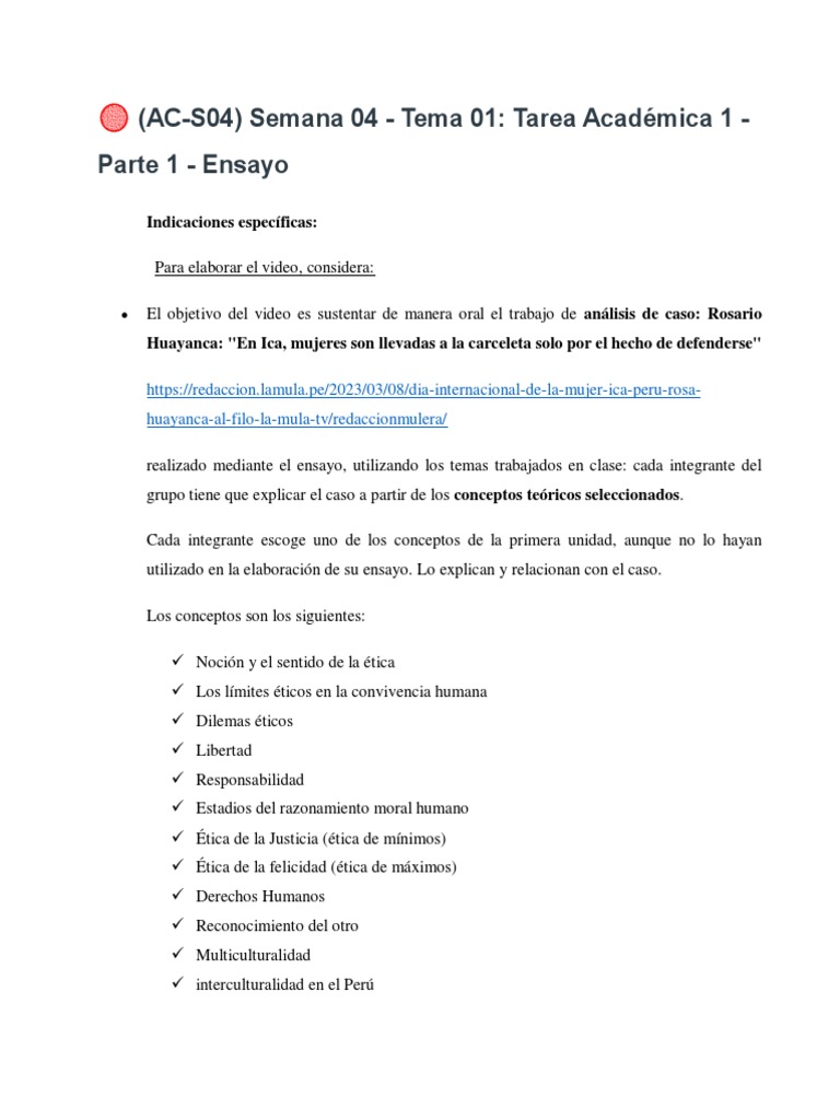 Consigna TA1 - Parte 2 - Video | PDF | Instituciones sociales | Etica Aplicada