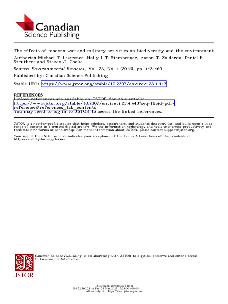 The Effects of Modern War | PDF | Biodiversity | Ecology