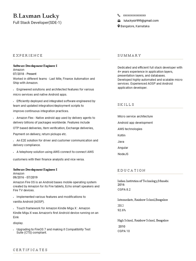 Laxman Amazon Resume | PDF