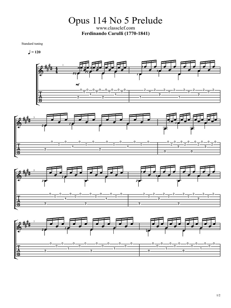 Carulli Opus 114 No 5 Prelude Sheet Music | PDF