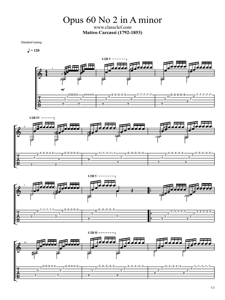 Opus 60 No 2 in A Minor by Matteo Carcassi | PDF