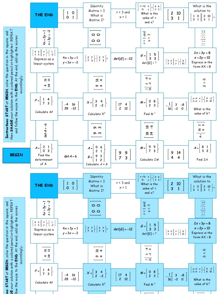 Demo Matrix Maze Activity 8007241 | PDF | Matrix (Mathematics ...
