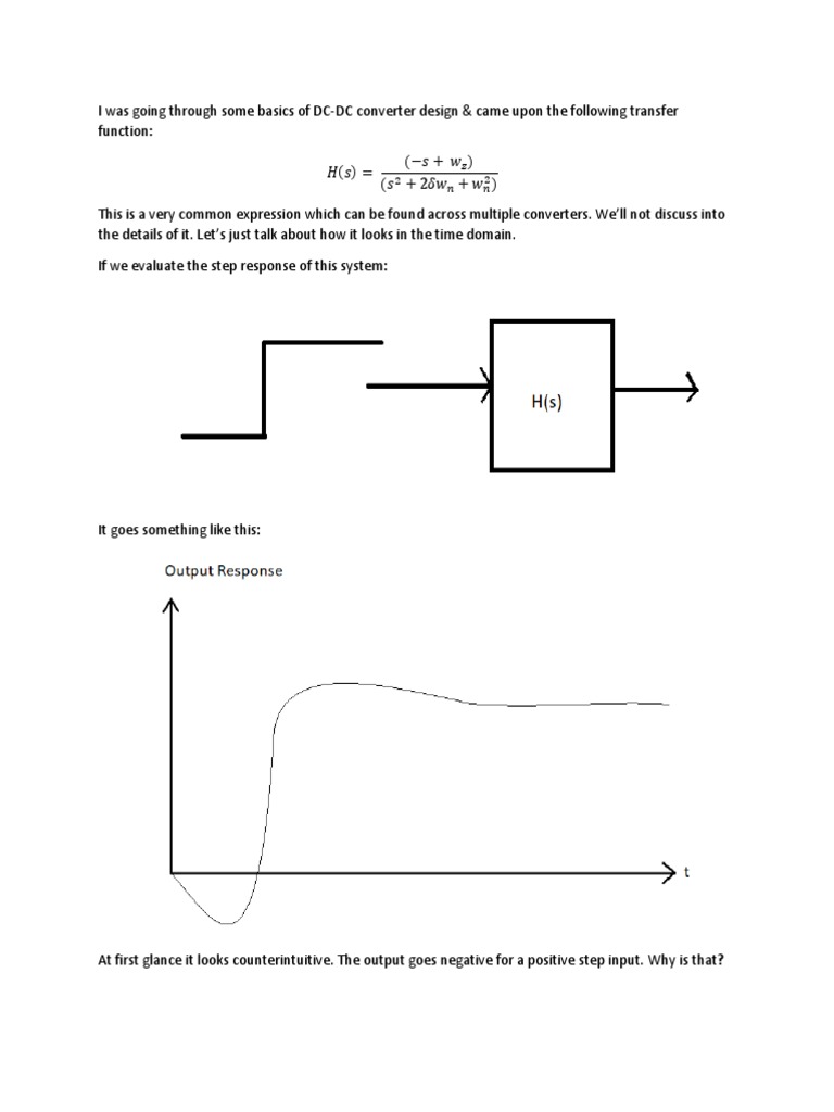 Step Response of 2nd Order Transfer Function With RHP Zero | PDF