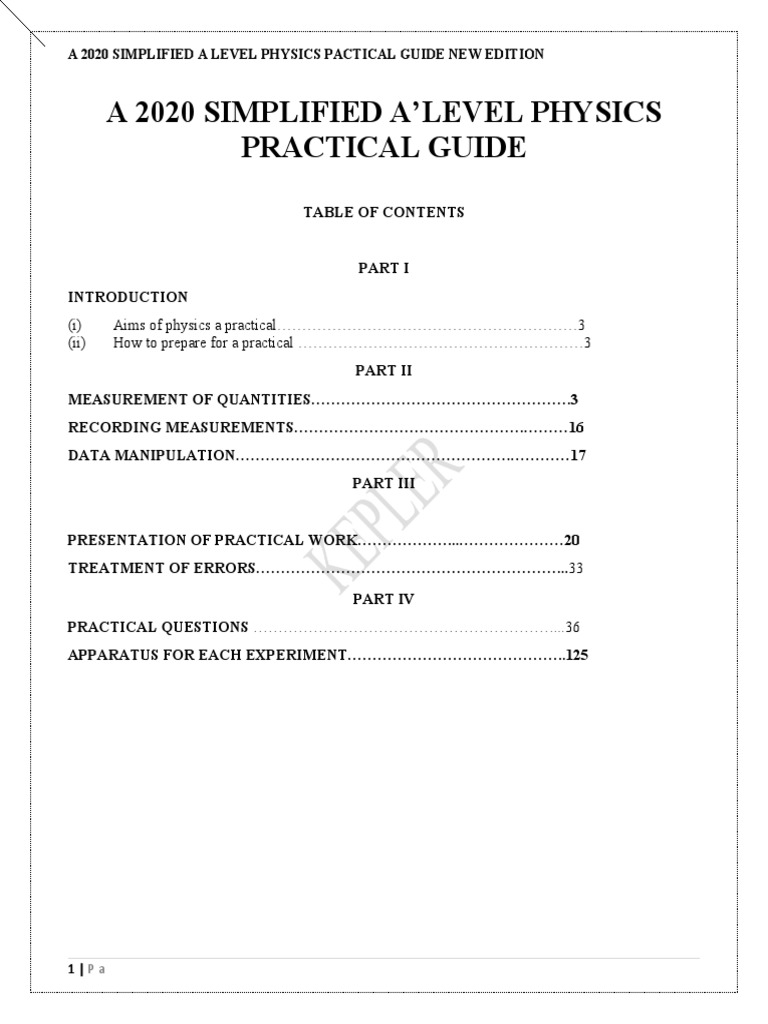 A-Level Physics Practical Guide | PDF | Significant Figures | Weighing Scale
