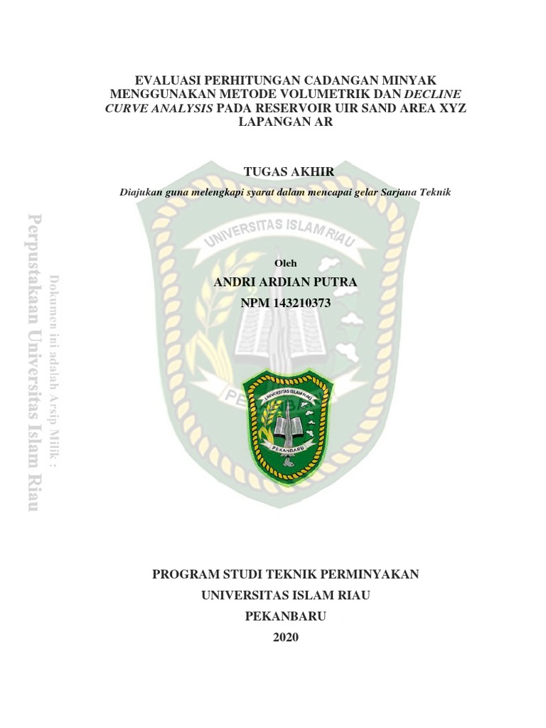 Curve Analysis Pada Reservoir Uir Sand Area Xyz | PDF