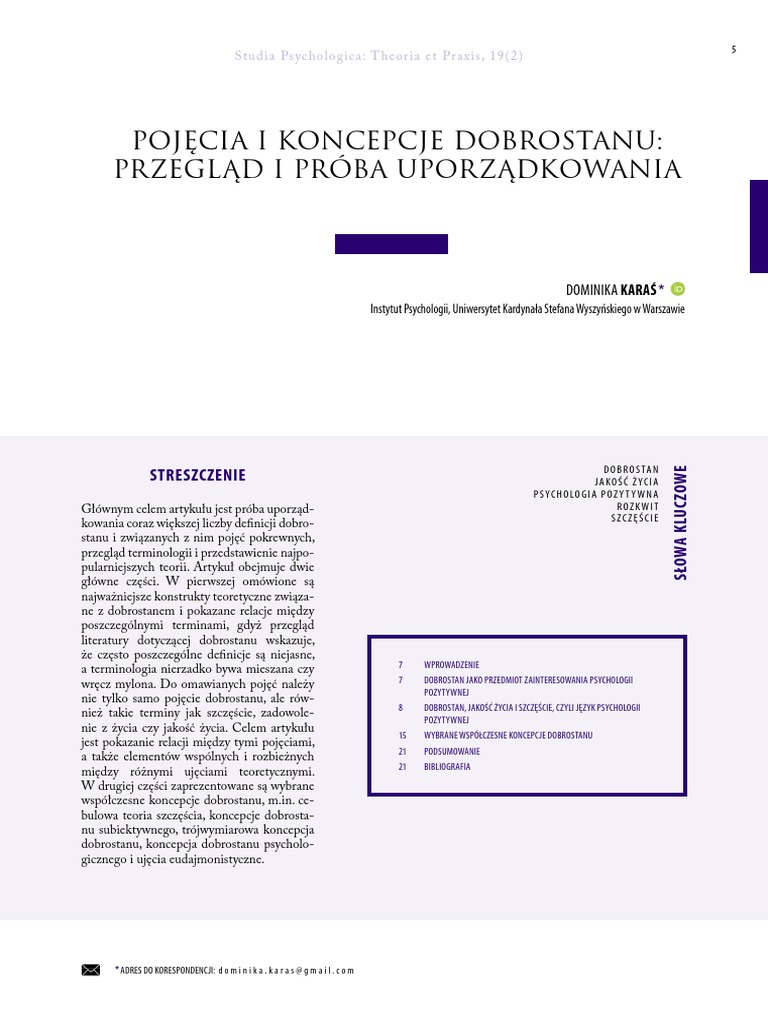 Pojęcia I Koncepcje Dobrostanu Prze | PDF