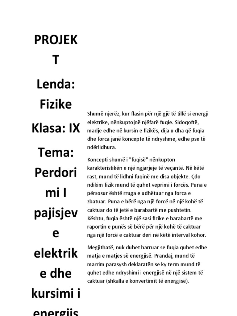 Kursimi I Enegjise | PDF