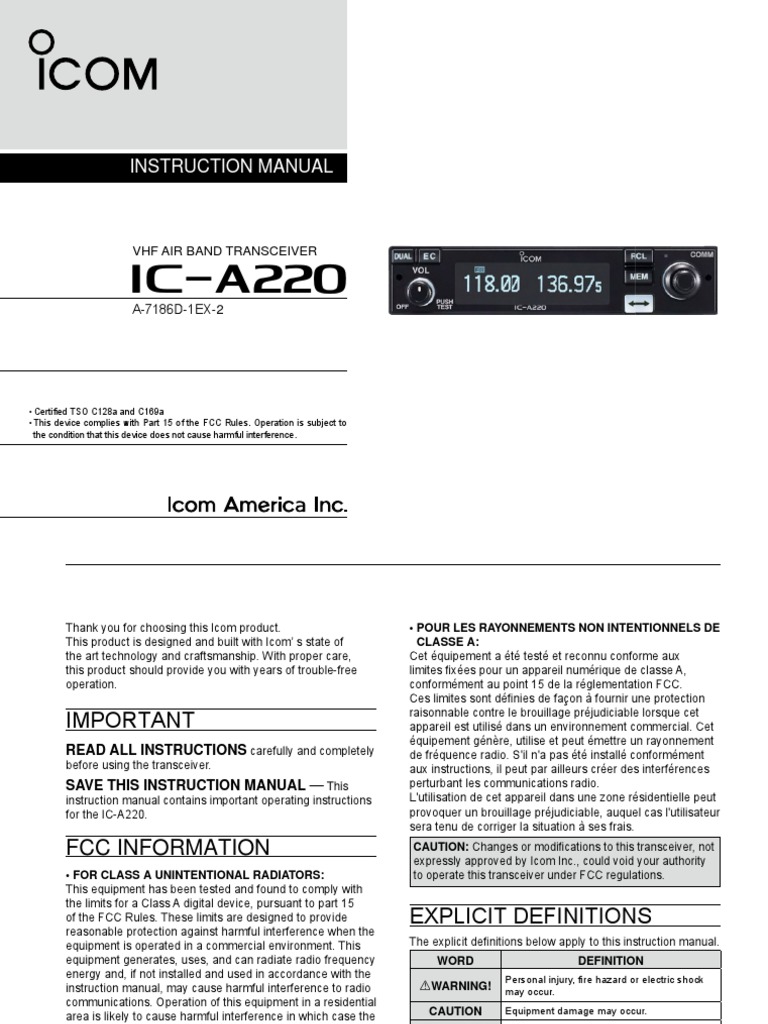 A220 TSO Instruction Manual | PDF | Antenna (Radio) | Radio