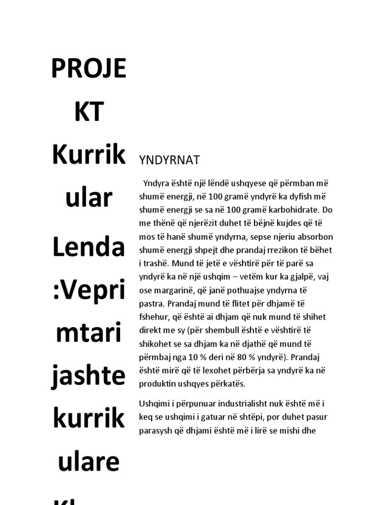 Yndyrnat, Vitaminat Dhe Lengjet | PDF