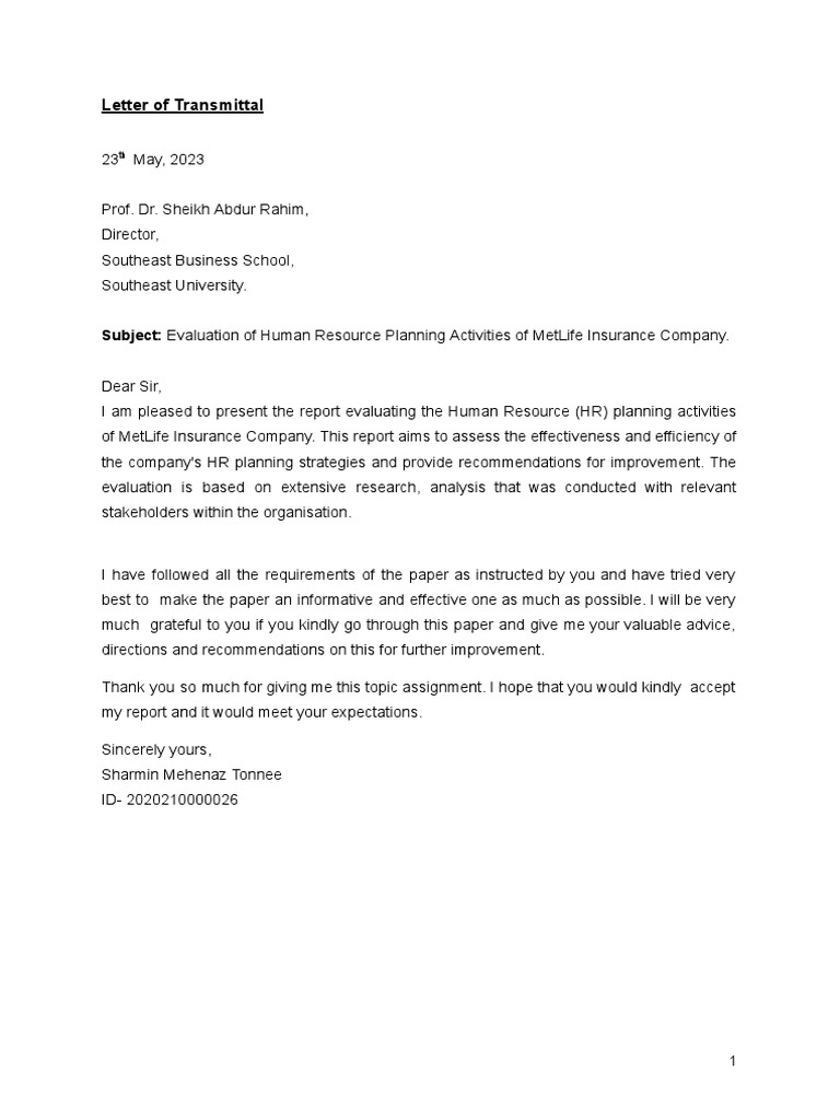 Evaluation of Human Resource Planning Activites of Met Life Insurance ...