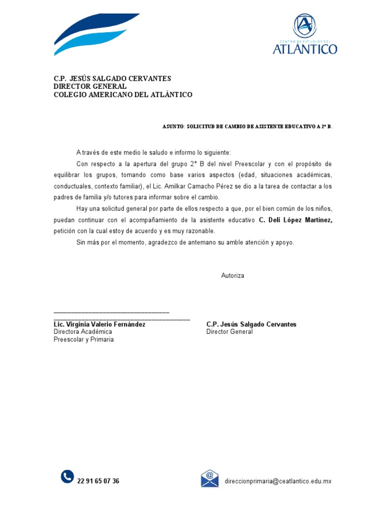 Solicitud de Cambio de Asistente Educativo | PDF