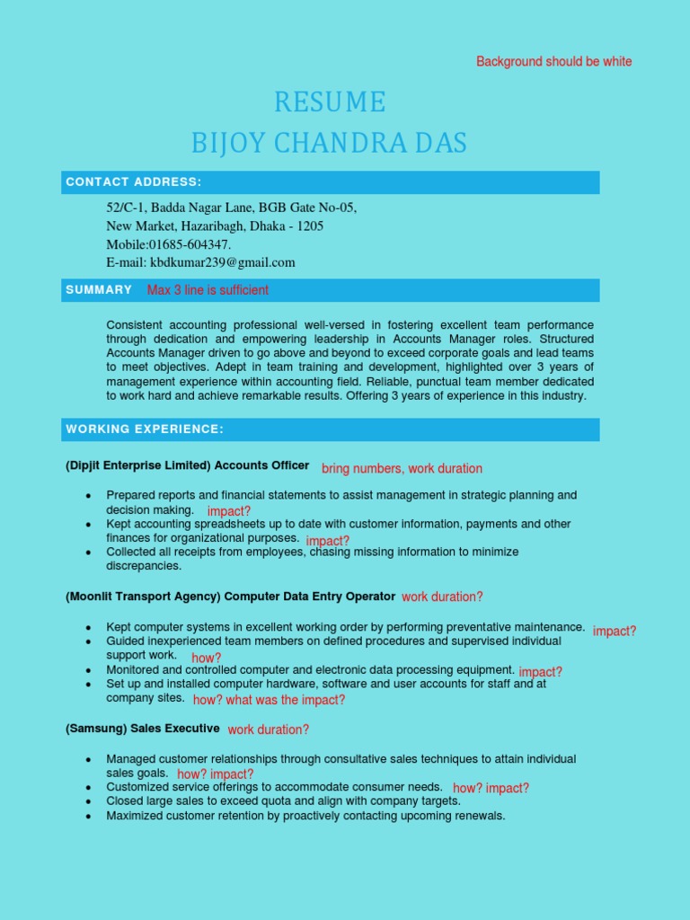 Resume Bijoy Chandra Das | PDF | Business